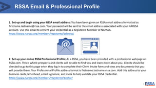 RSSA Member Training Getting started | PPT