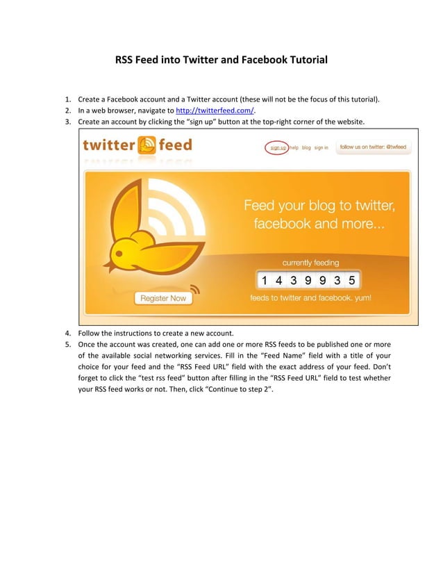 How to Rss feed into twitter and facebook tutorial | PDF