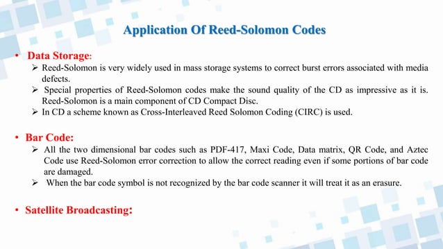 Reed Solomon encoder and decoder \ ريد سلمون | PPT