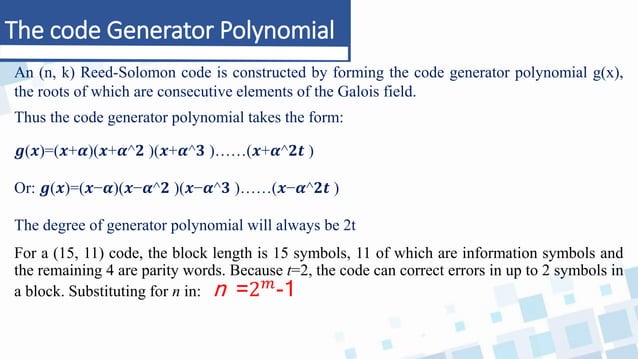 Reed Solomon encoder and decoder \ ريد سلمون | PPT