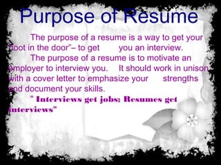 What is Resume ,purpose and objective of resume and type of resume | PPT