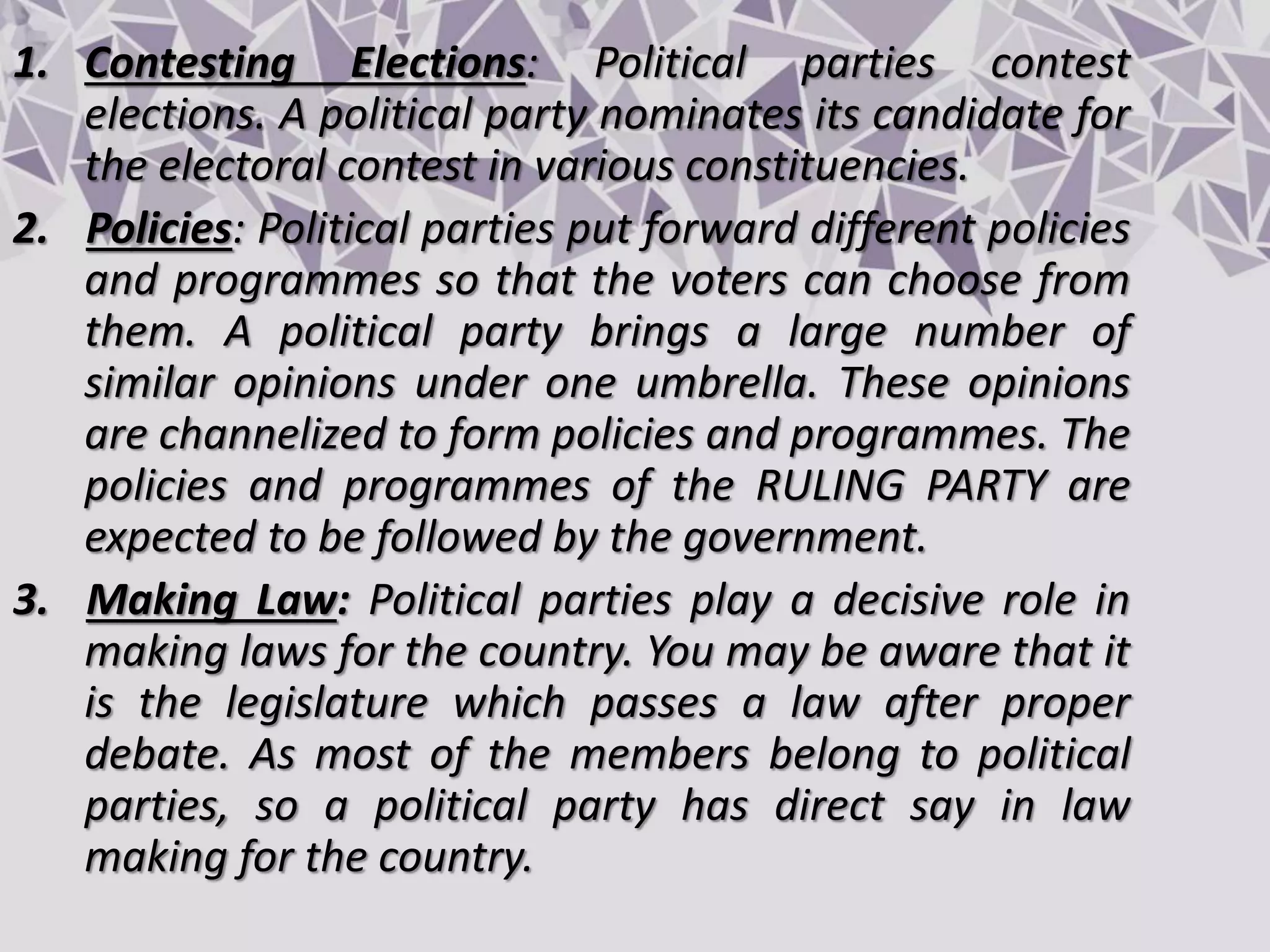 Political Parties class 10 civics PPT | PPTX