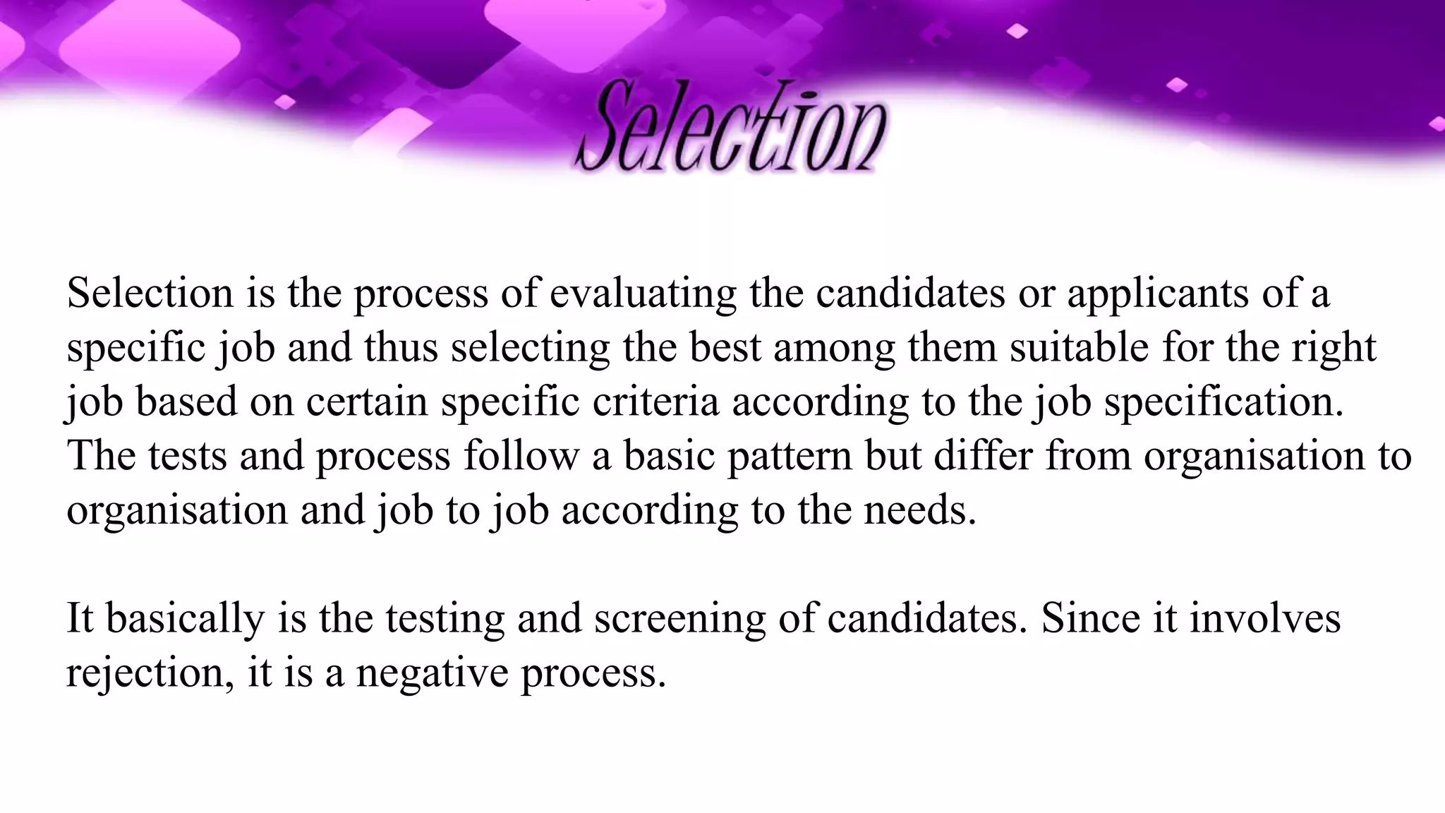 Recruitment, Selection & Training | PPTX