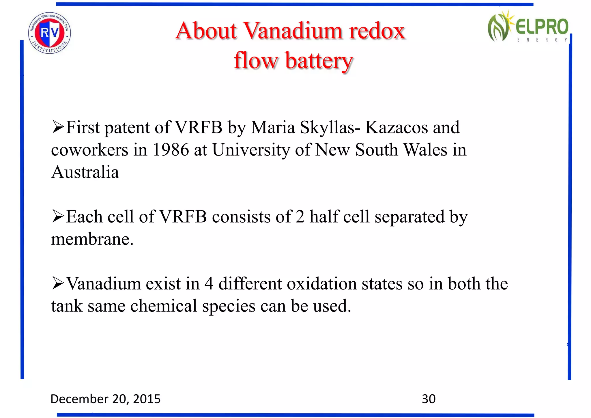 Vanadium Redox Flow Battery | PDF