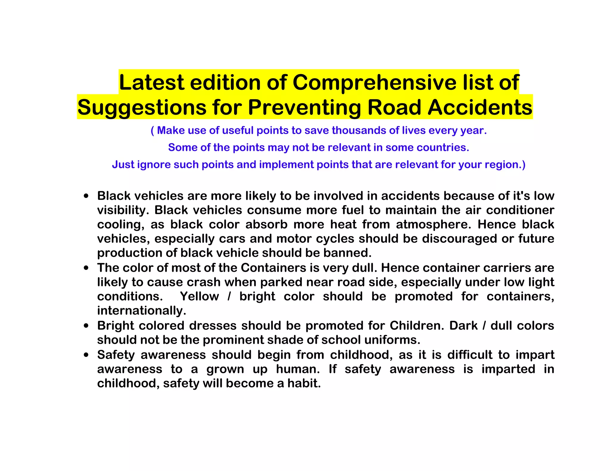 How to prevent Road Accidents, Road Safety tips, Road Safety Seminar ...