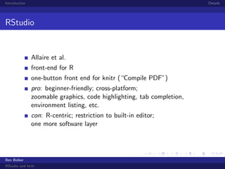 intro to knitr with RStudio | PPT