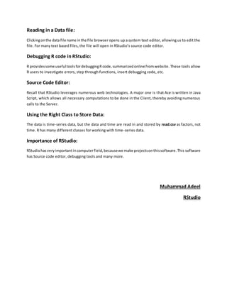 R Studio (Report) | DOCX