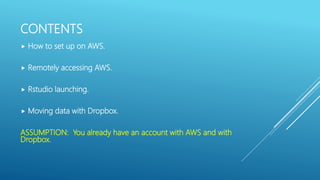 Using RStudio on AWS | PPTX | Cloud Computing | Internet