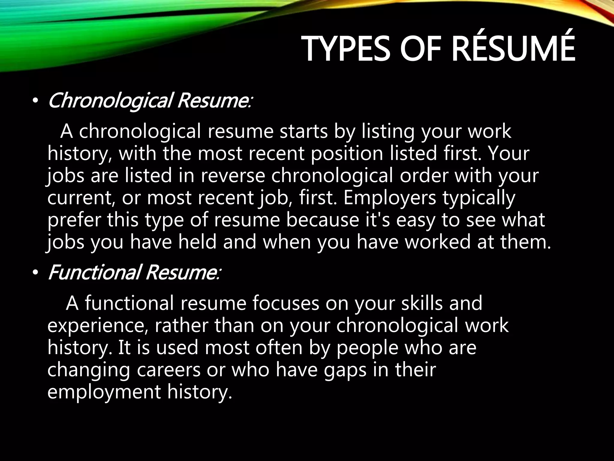 Résumé and Application Letter | PPTX