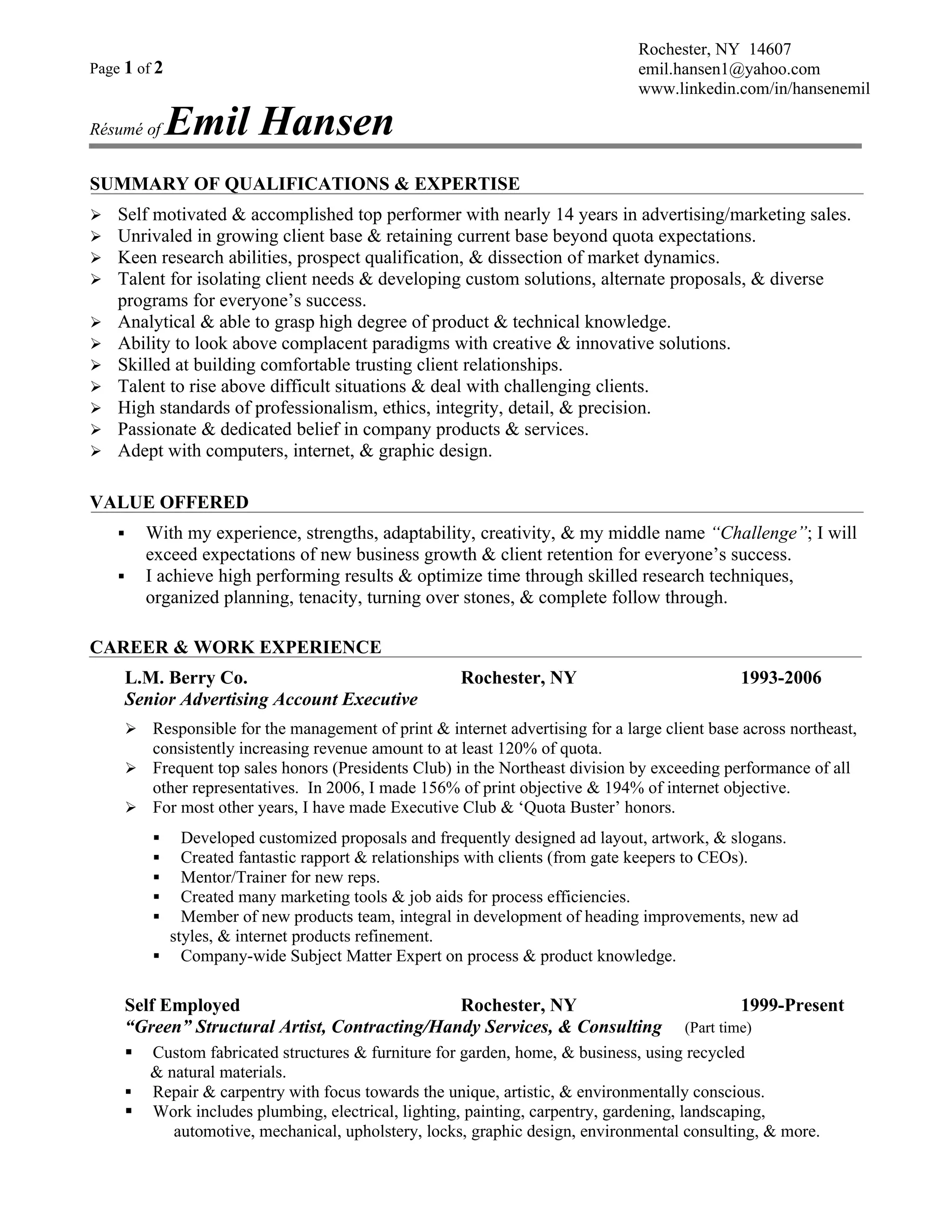 Résumé Emil Hansen | DOC