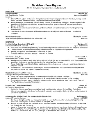 Davidson College Résumé Writing Guide | PDF