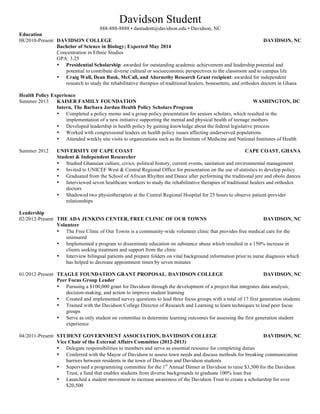 Davidson College Résumé Writing Guide | PDF