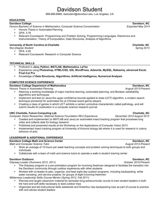 Davidson College Résumé Writing Guide | PDF