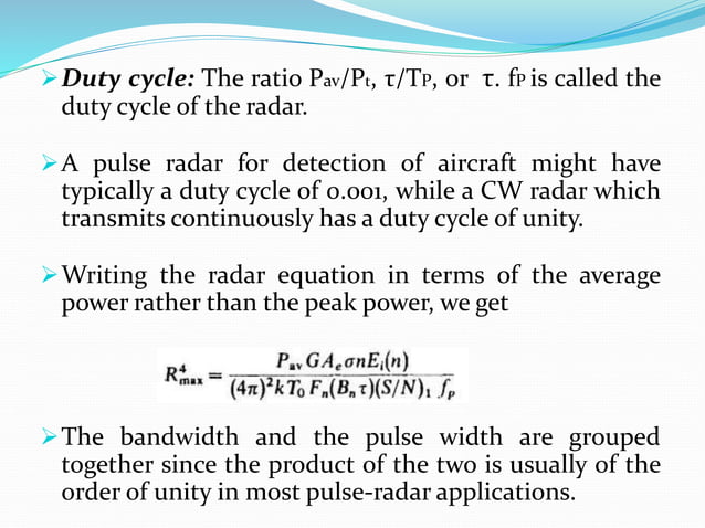 Radar Systems -Unit- I : Radar Equation | PPTX | Digital Audio ...