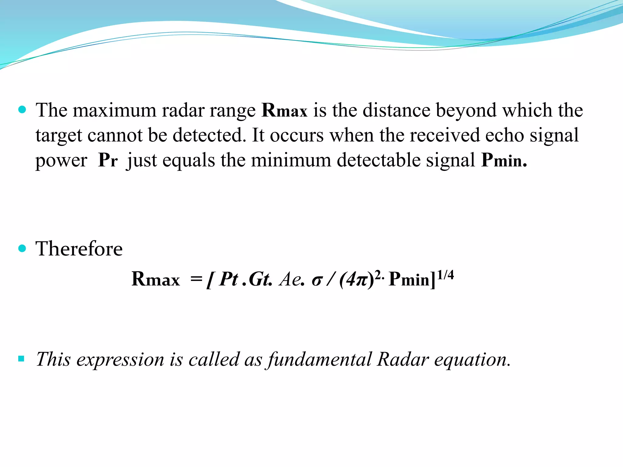 Radar Systems- Unit- I : Basics of Radar | PPTX