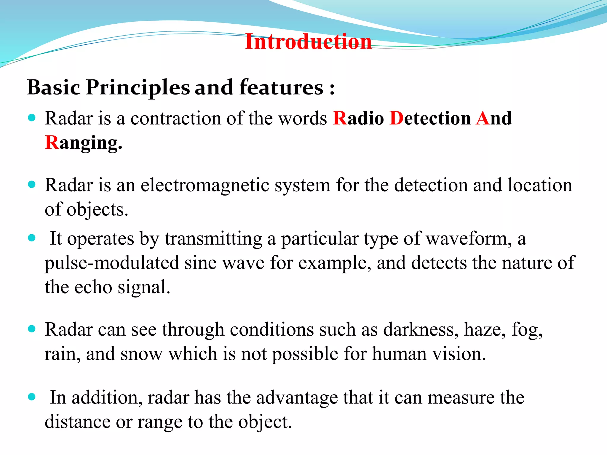 Radar Systems- Unit- I : Basics of Radar | PPTX