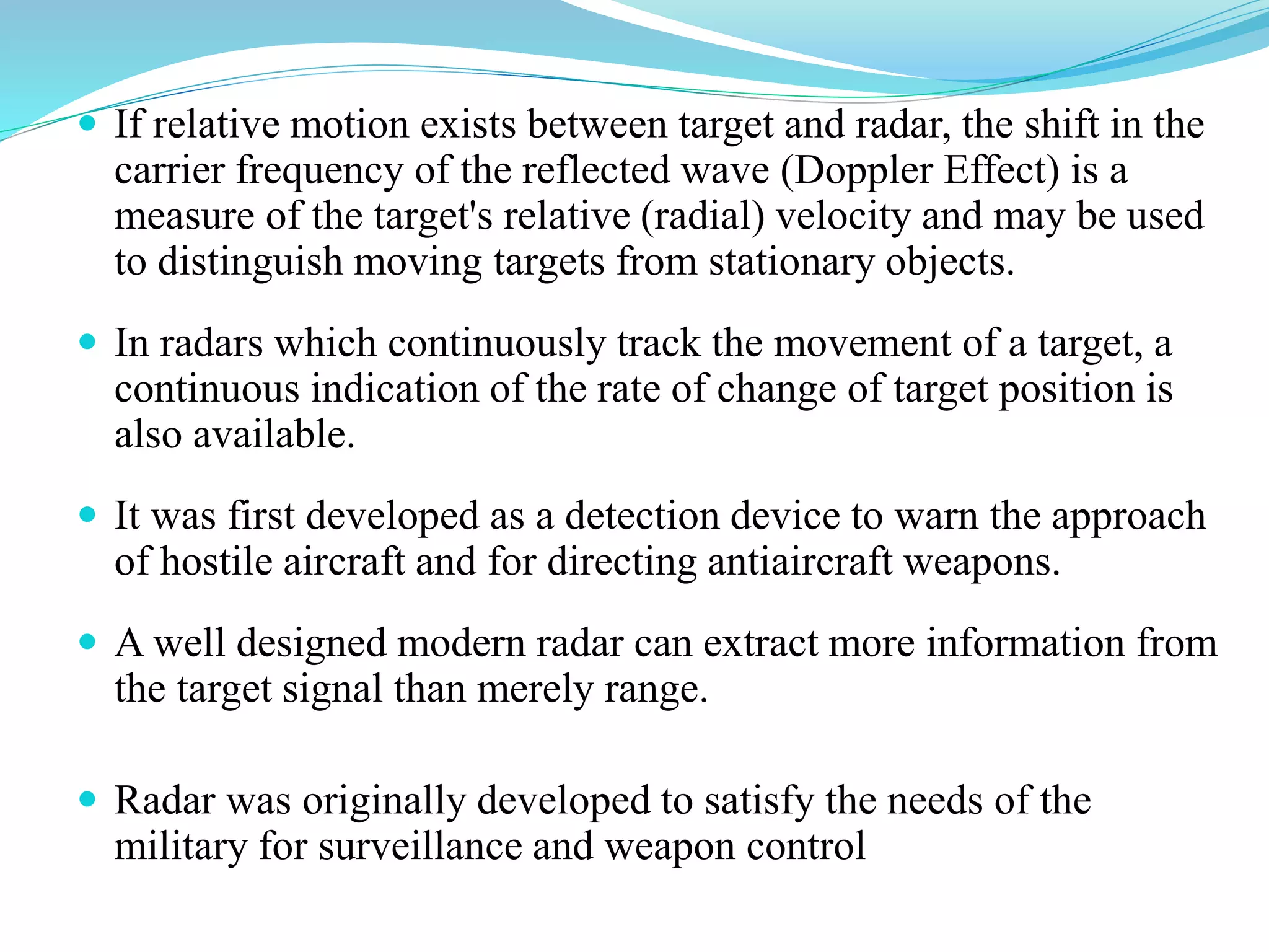 Radar Systems- Unit- I : Basics of Radar | PPTX