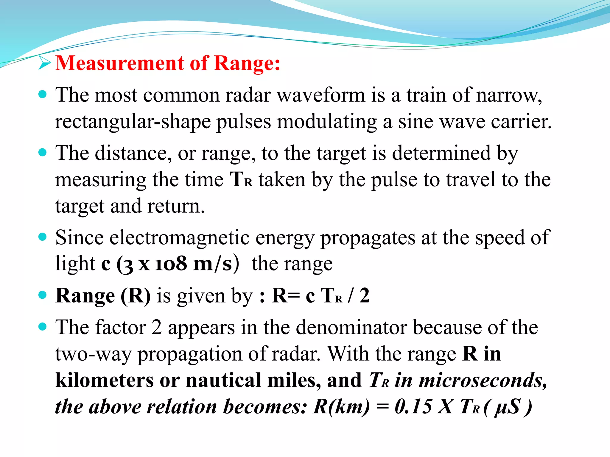Radar Systems- Unit- I : Basics of Radar | PPTX
