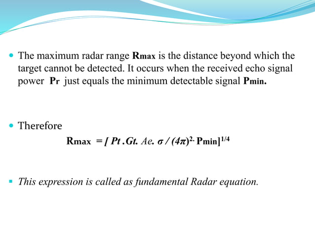Radar Systems- Unit- I : Basics of Radar | PPTX | Physics | Science