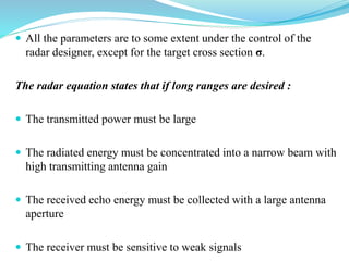 Radar Systems- Unit- I : Basics of Radar | PPTX