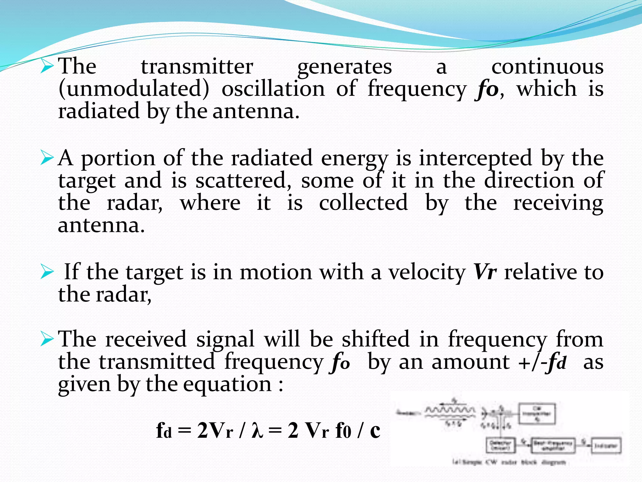 Radar Systems- Unit-II : CW and Frequency Modulated Radar | PPTX