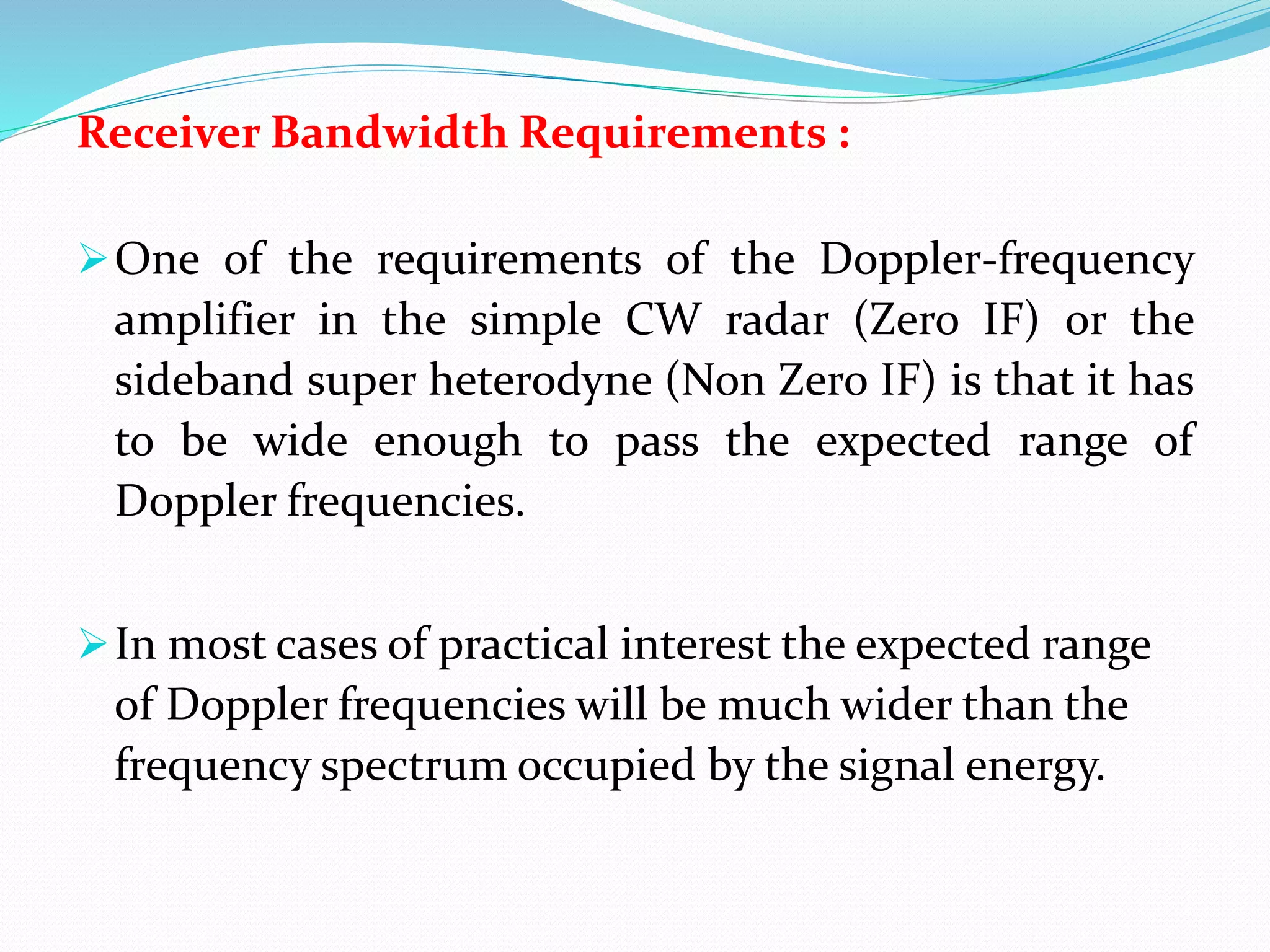 Radar Systems- Unit-II : CW and Frequency Modulated Radar | PPTX