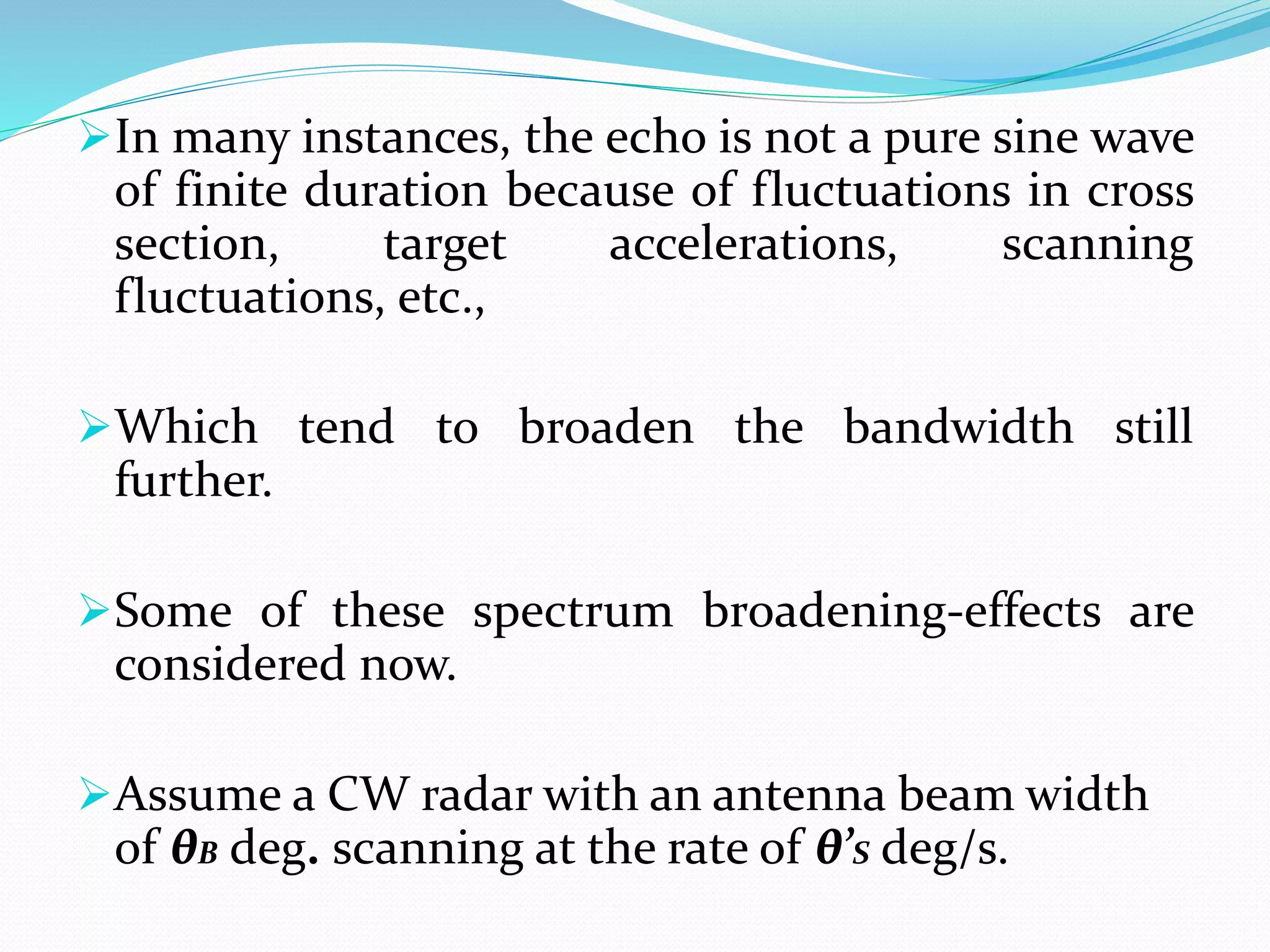 Radar Systems- Unit-II : CW and Frequency Modulated Radar | PPTX