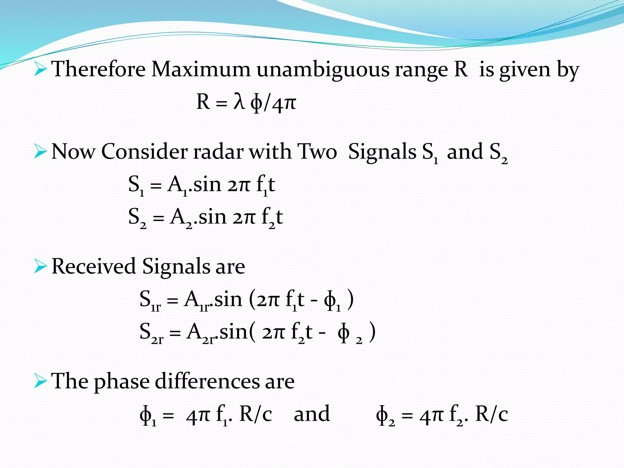 Radar Systems- Unit-II : CW and Frequency Modulated Radar | PPTX ...