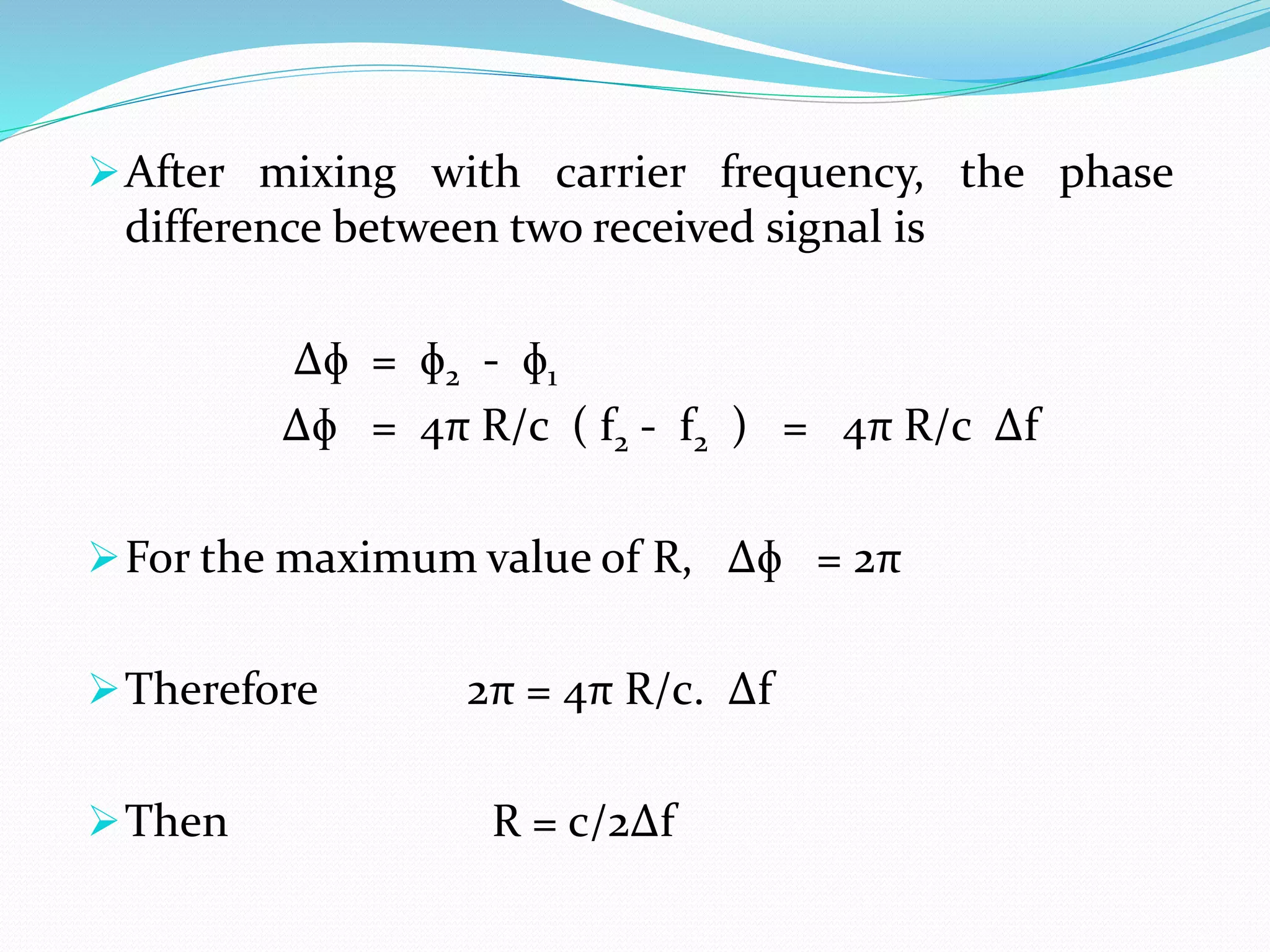 Radar Systems- Unit-II : CW and Frequency Modulated Radar | PPTX ...
