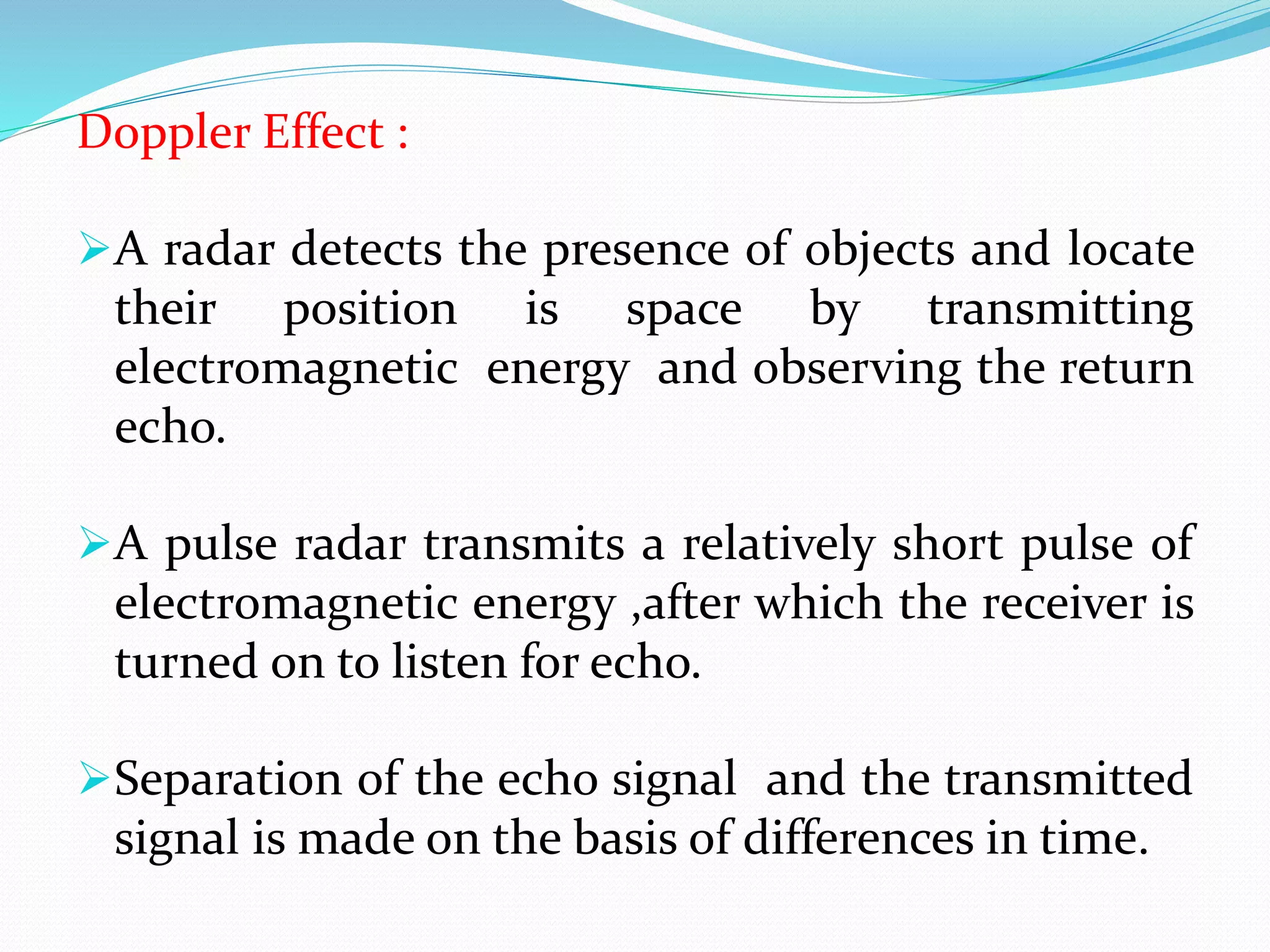 Radar Systems- Unit-II : CW and Frequency Modulated Radar | PPTX