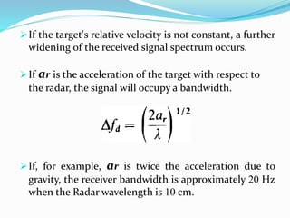 Radar Systems- Unit-II : CW and Frequency Modulated Radar | PPTX