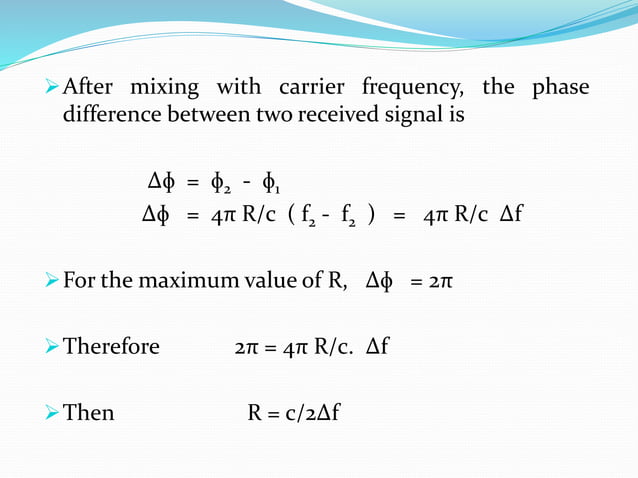 Radar Systems- Unit-II : CW and Frequency Modulated Radar | PPTX ...