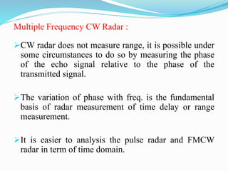 Radar Systems- Unit-II : CW and Frequency Modulated Radar | PPTX