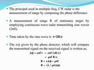 Radar Systems- Unit-II : CW and Frequency Modulated Radar | PPTX