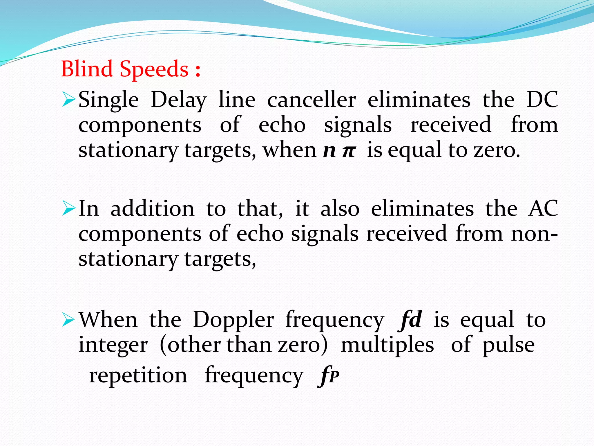 Radar Systems- Unit-III : MTI and Pulse Doppler Radars | PDF
