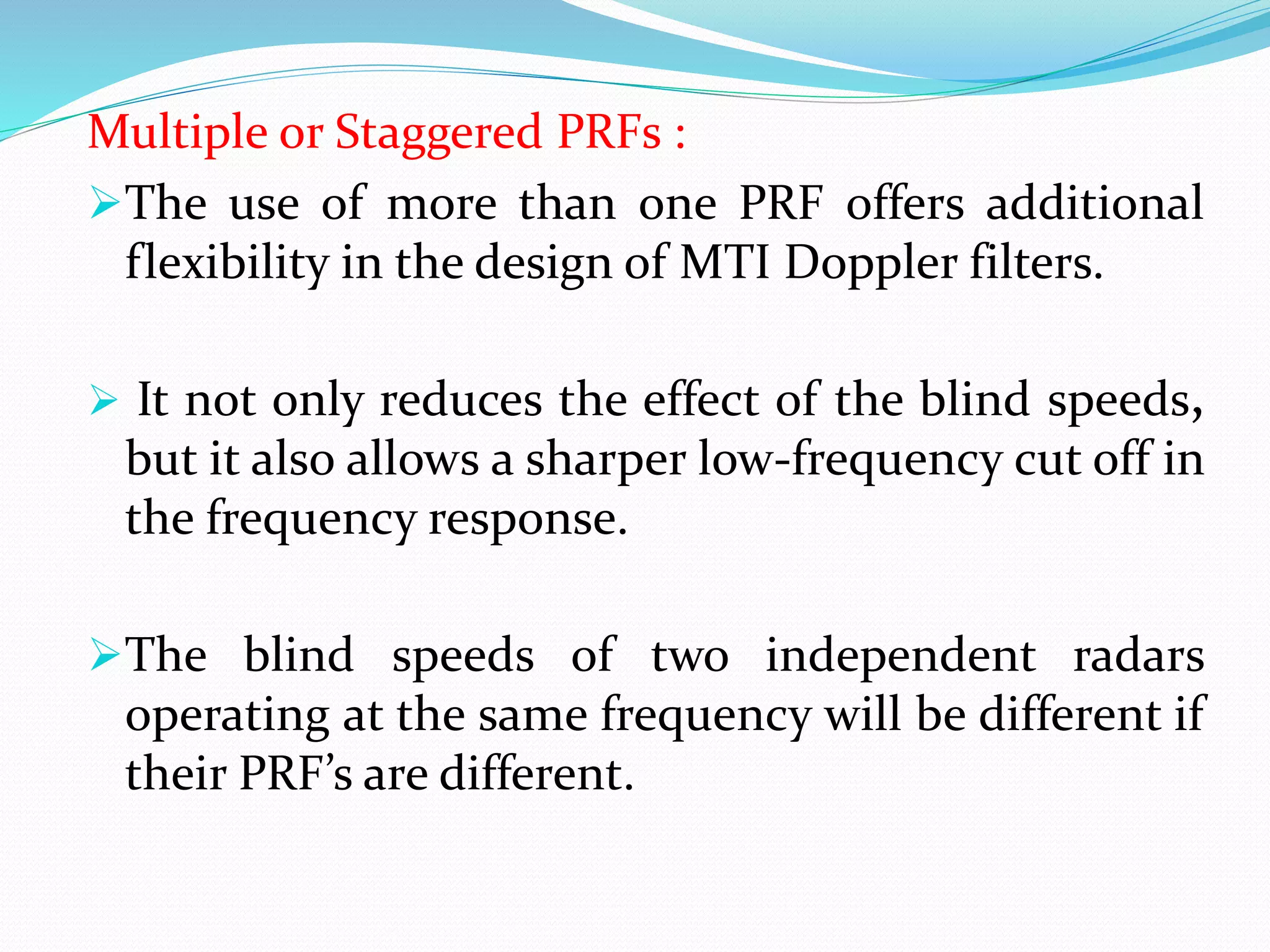 Radar Systems- Unit-III : MTI and Pulse Doppler Radars | PDF