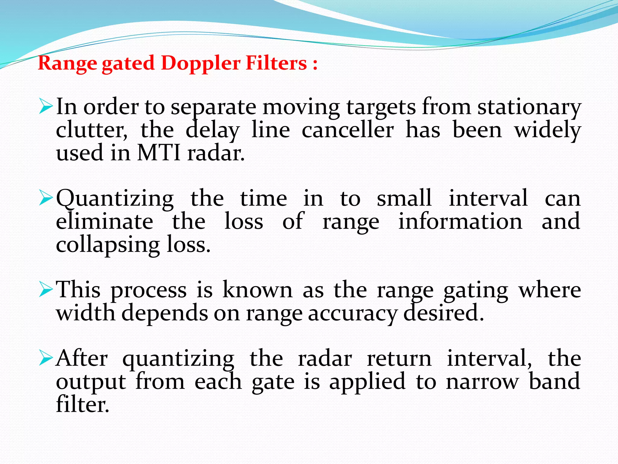 Radar Systems- Unit-III : MTI and Pulse Doppler Radars | PDF