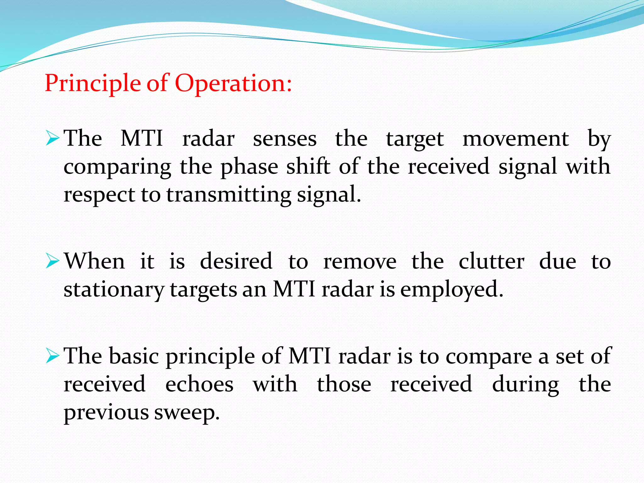 Radar Systems- Unit-III : MTI and Pulse Doppler Radars | PDF