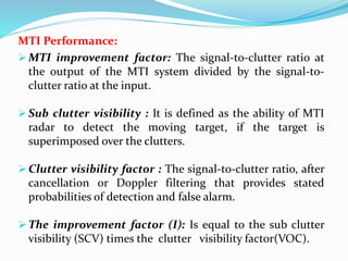 Radar Systems- Unit-III : MTI and Pulse Doppler Radars | PDF