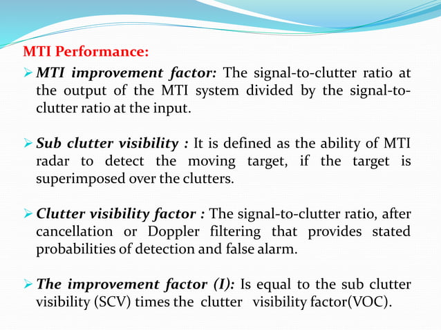 Radar Systems- Unit-III : MTI and Pulse Doppler Radars | PDF ...