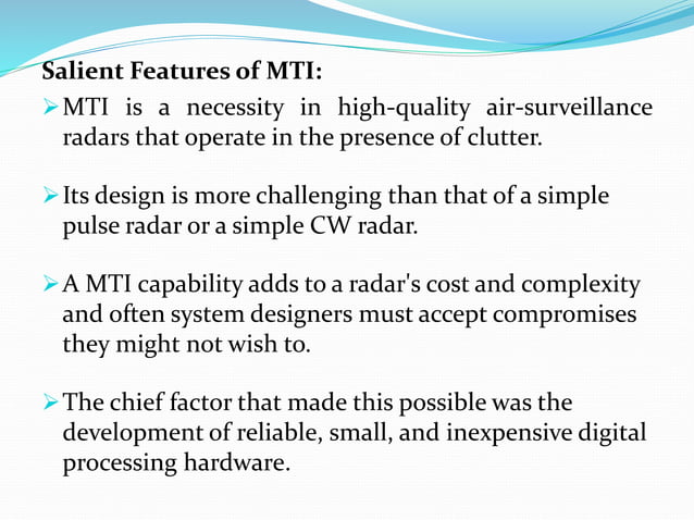 Radar Systems- Unit-III : MTI and Pulse Doppler Radars | PDF ...
