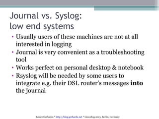 Rsyslog vs Systemd Journal Presentation | PPT