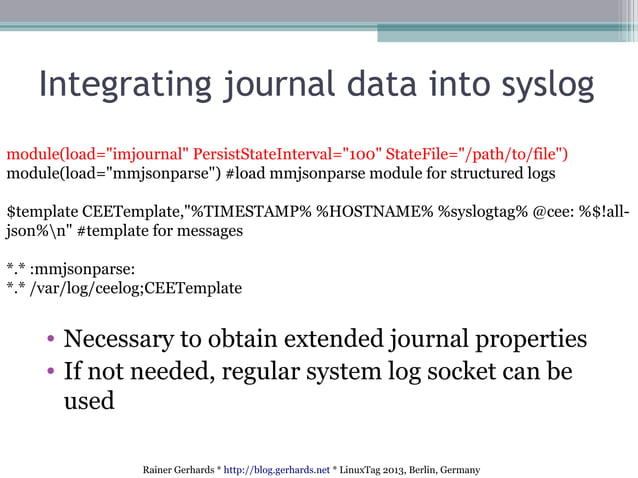 Rsyslog vs Systemd Journal Presentation | PPT