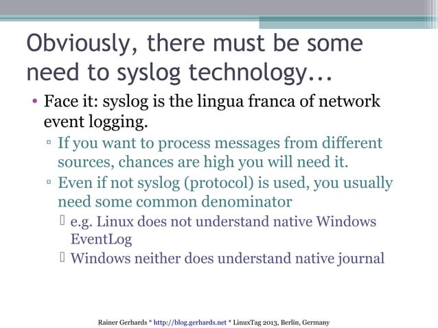 Rsyslog vs Systemd Journal Presentation | PPT