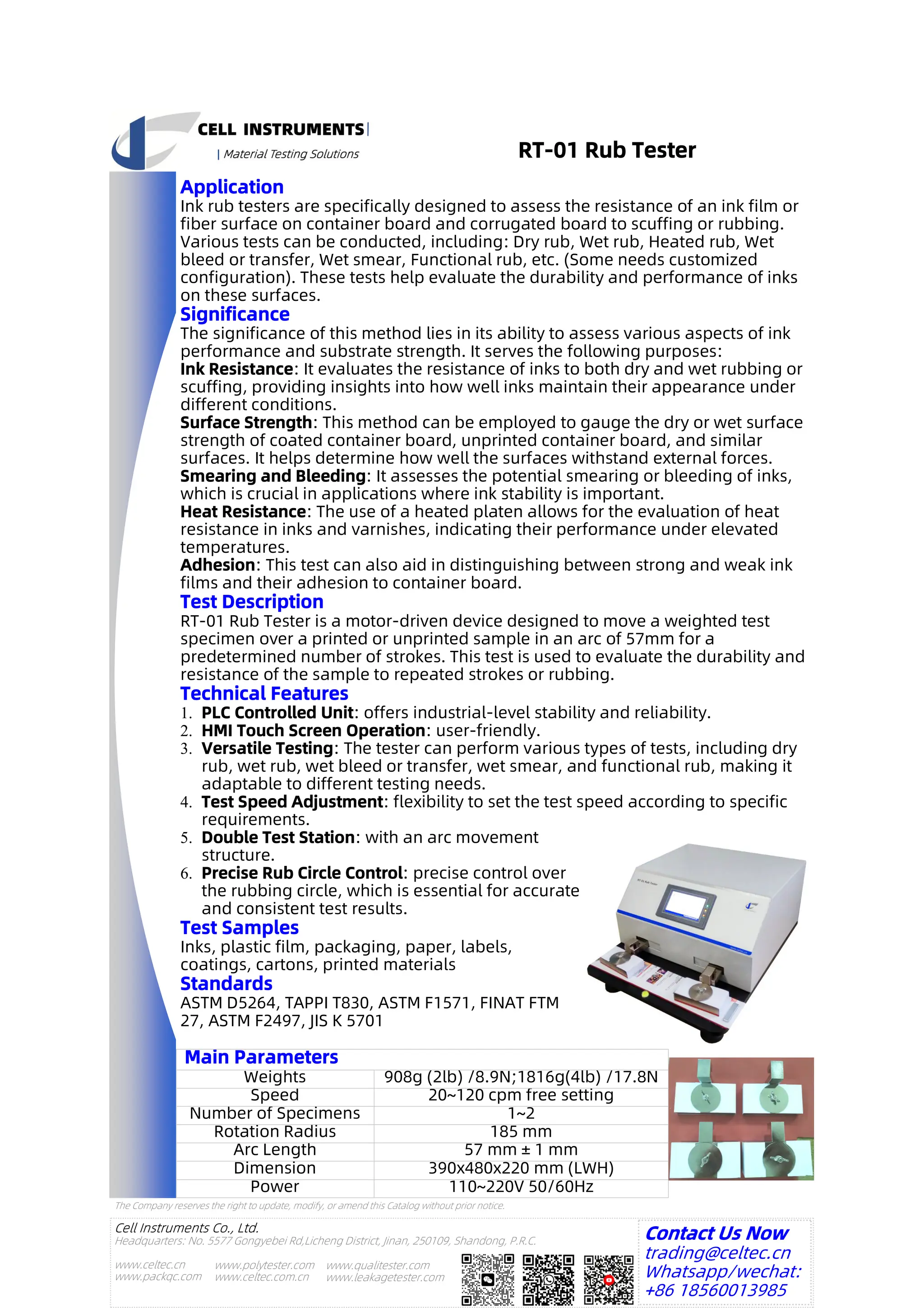hree Ways the RT-01 Rub Tester Enhances Ink Durability Testing | PDF