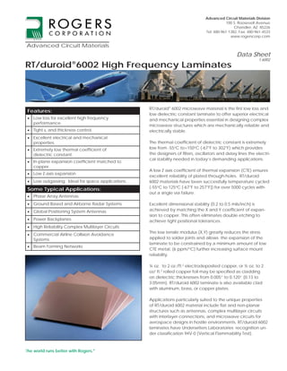 RT/duroid 6002 Laminate Datasheet | PDF