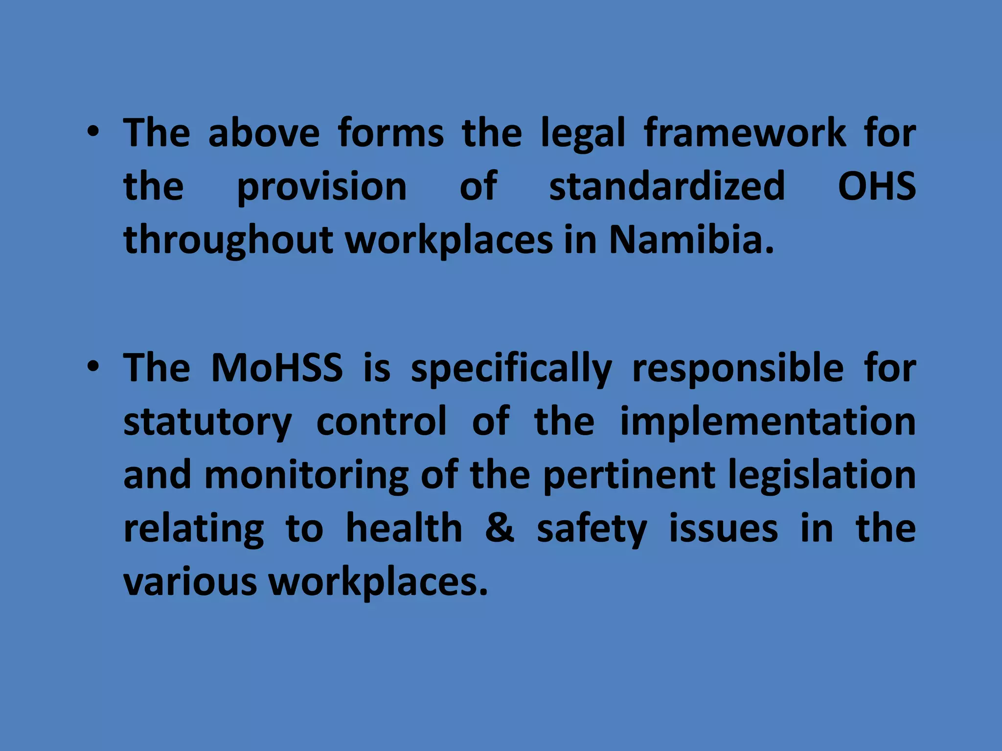 RT 1 Occupational Health Services in Namibia | PDF