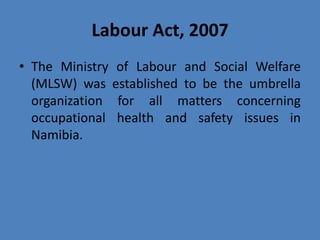 RT 1 Occupational Health Services in Namibia | PDF