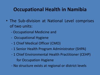 RT 1 Occupational Health Services in Namibia | PDF