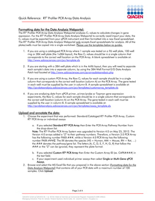Rt2 pcr arraydataanalysisquickcarde | PDF | Chemistry | Science